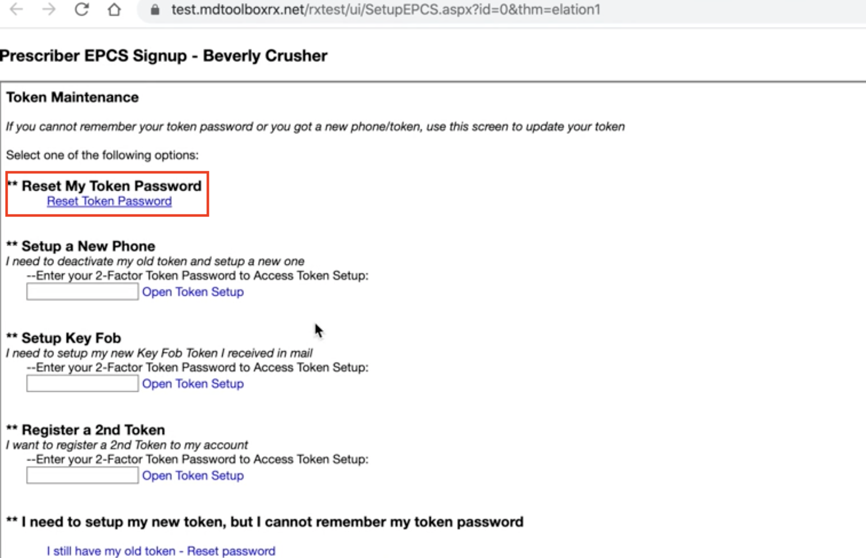 EPCS Token or Password Update Guide