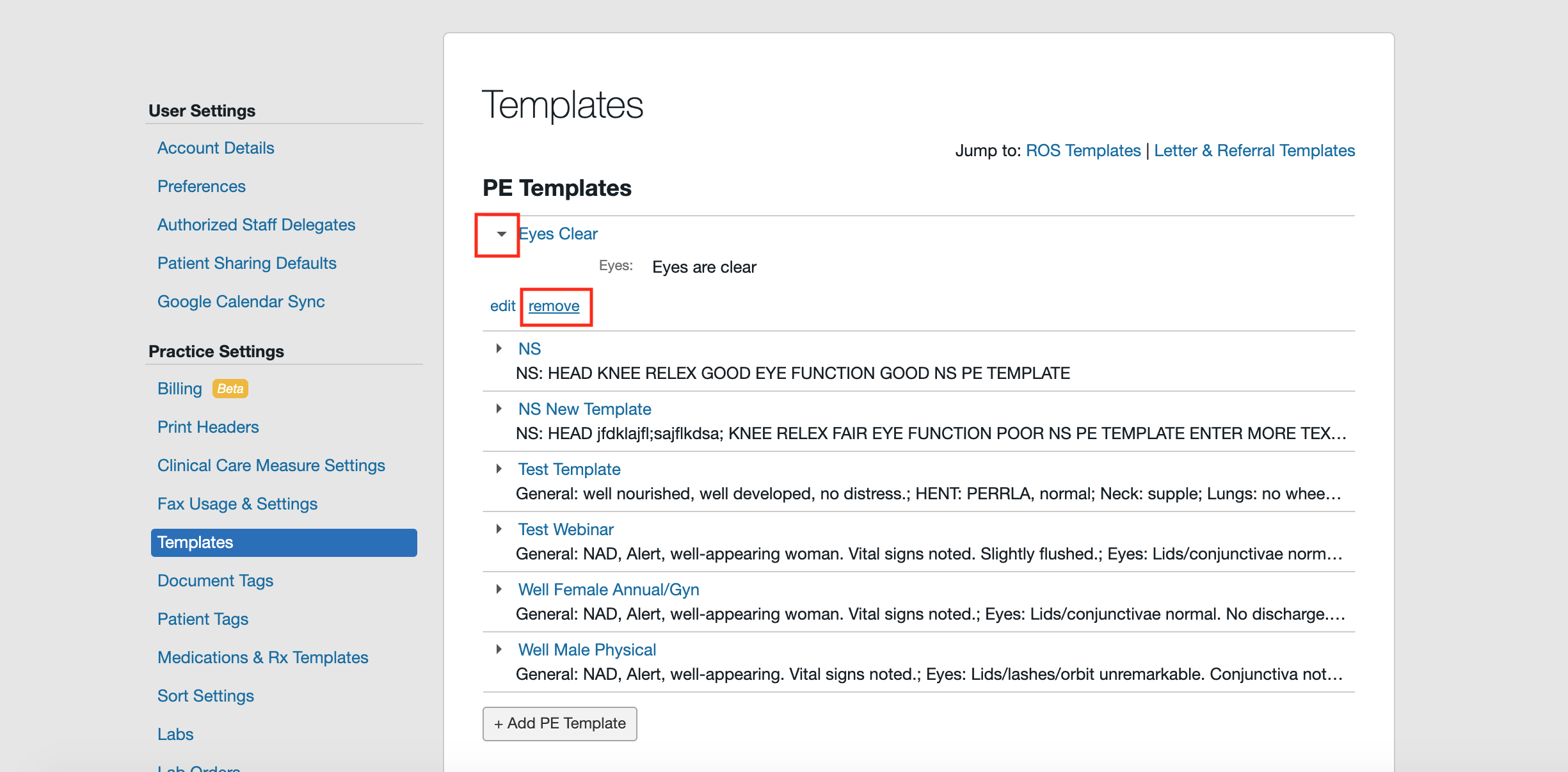 Physical Exam (PE) and Review of Systems (ROS) Templates