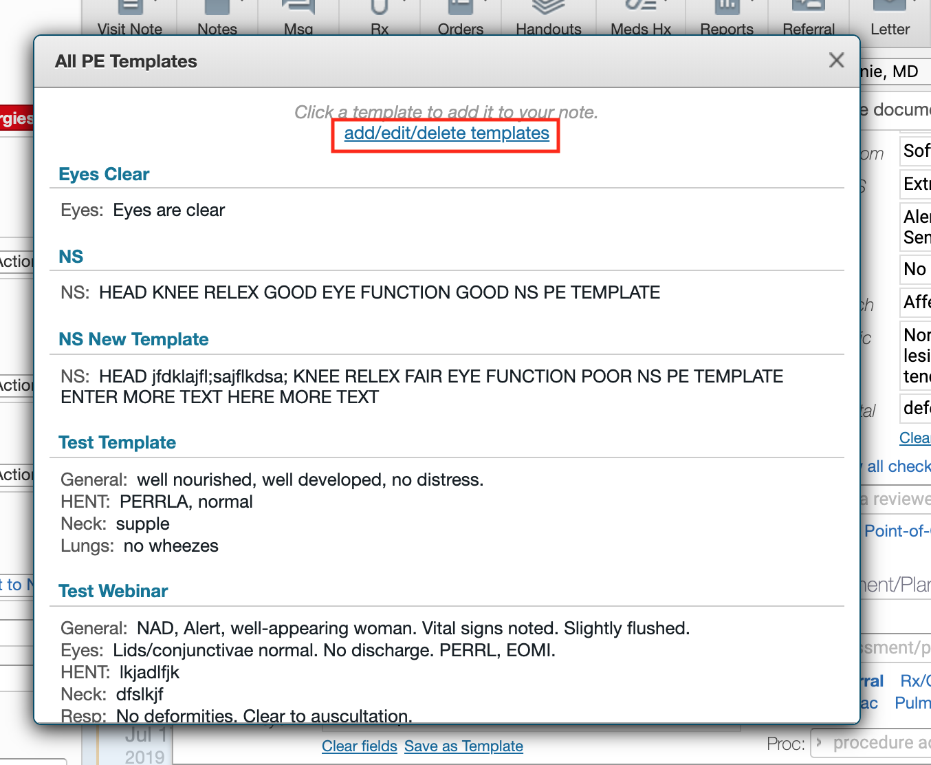 Physical Exam (PE) and Review of Systems (ROS) Templates