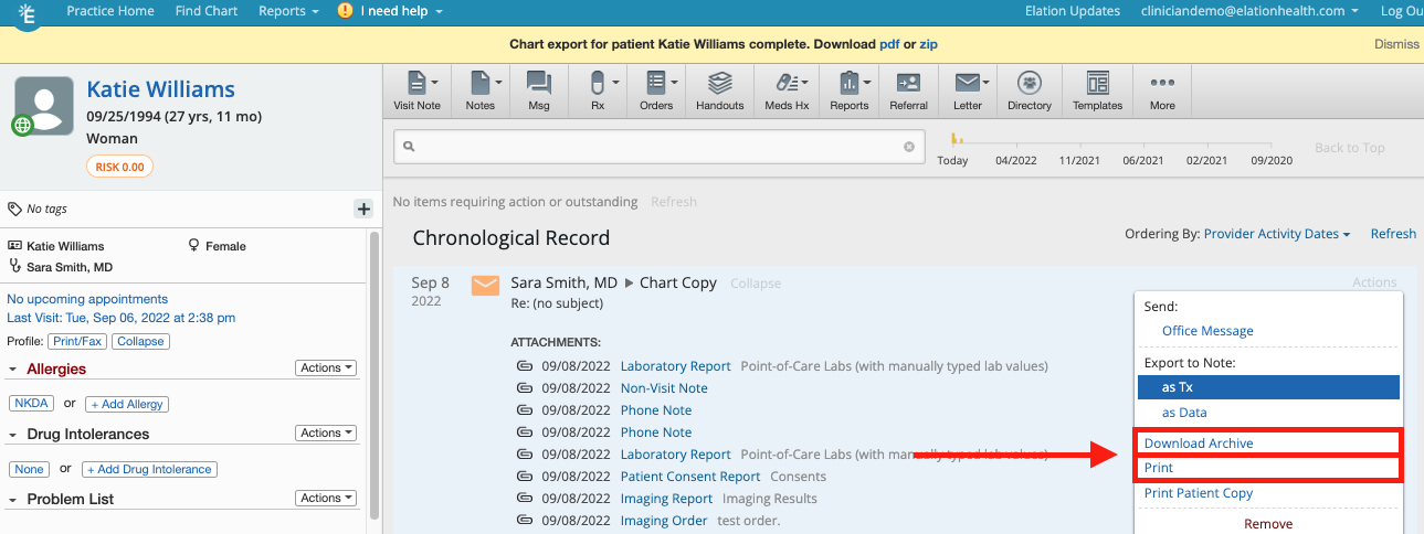 Patient Chart Guide- How to share a patient's entire chart
