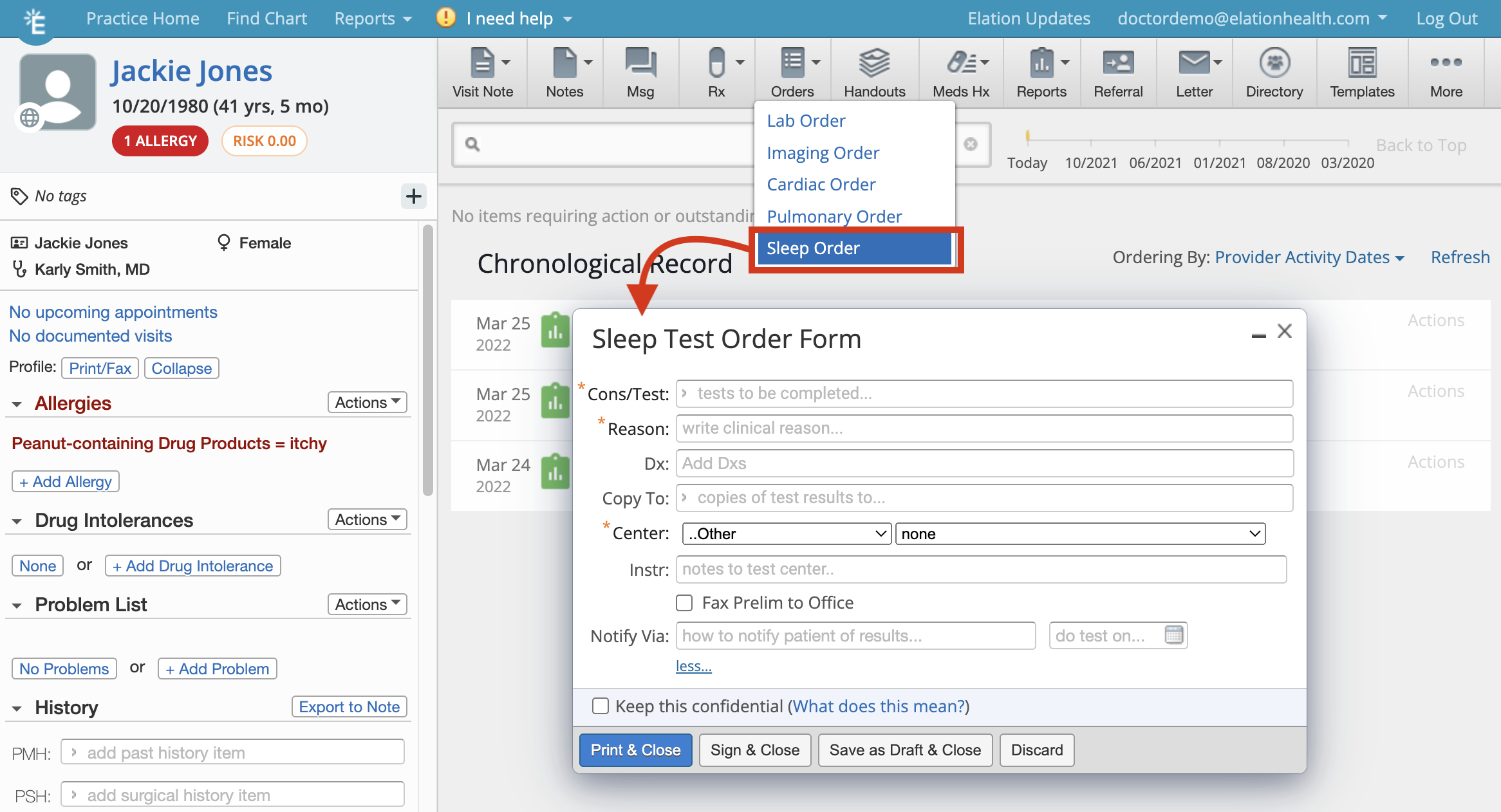 Order Forms Guide- Ordering sleep tests using the Sleep Order Form