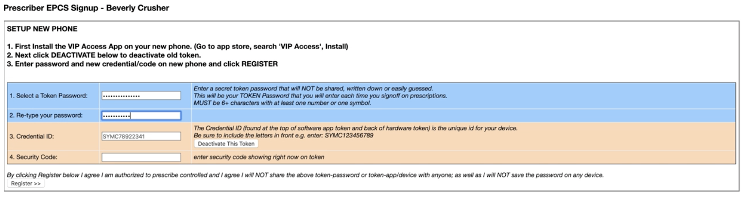 EPCS Token or Password Update Guide