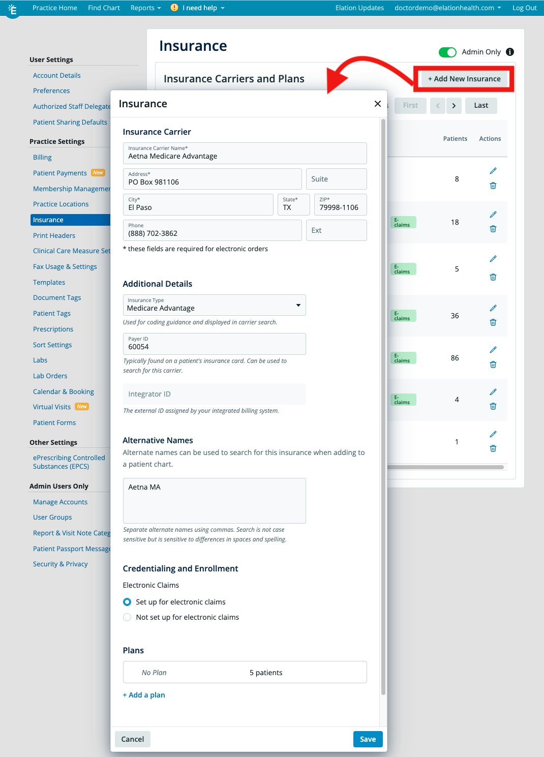 Billing Guide- Managing Carriers & Plans in Elation