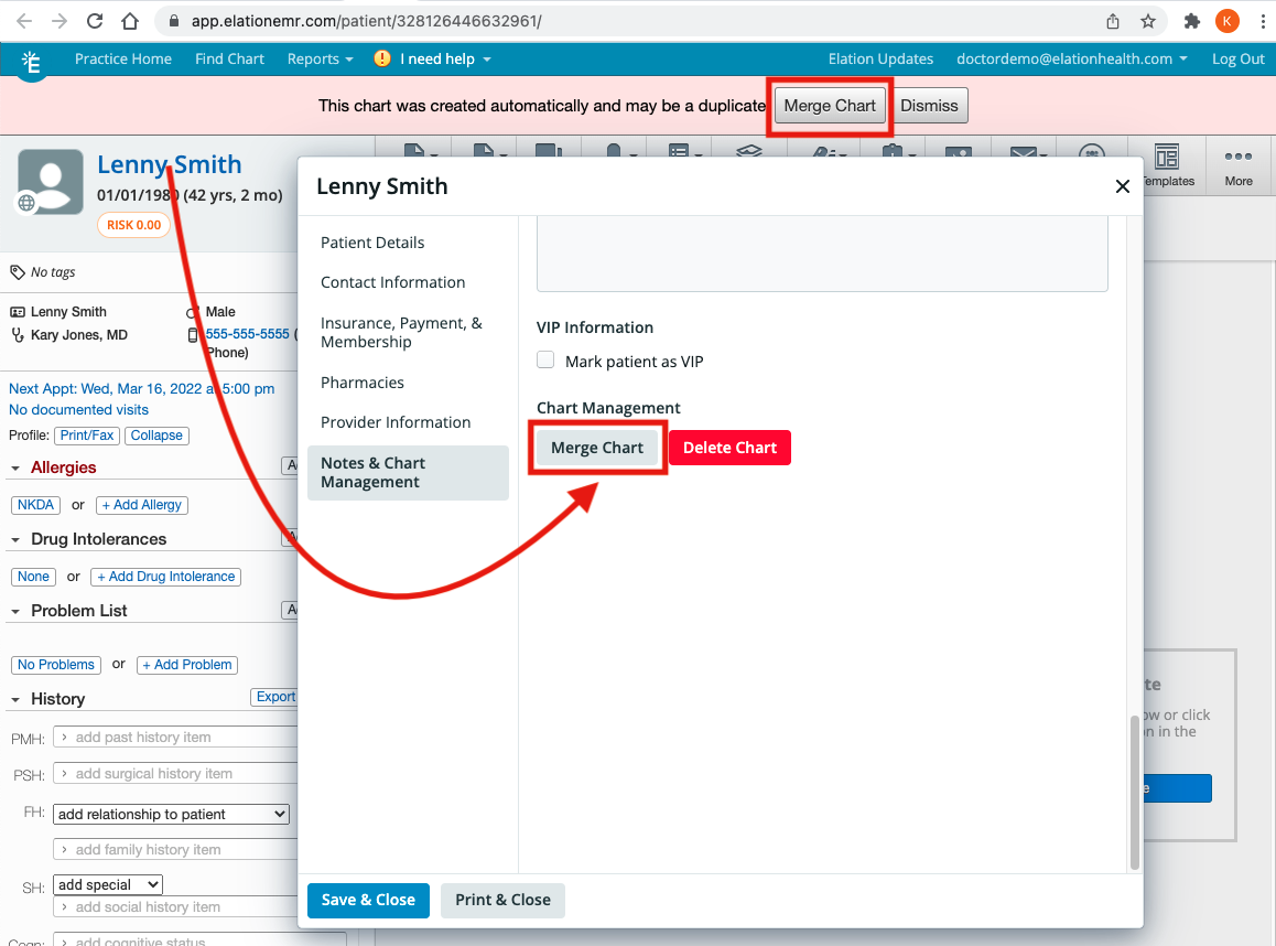 Patient Chart Guide- Merging duplicate charts