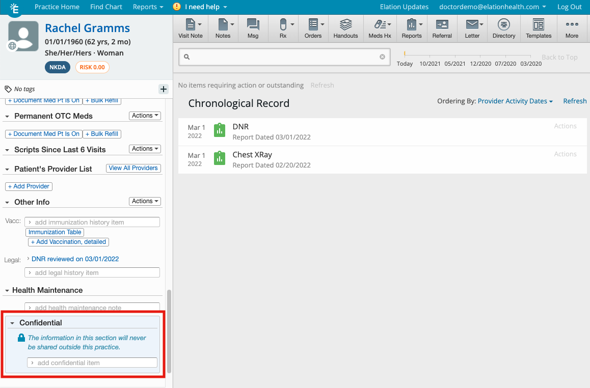 Patient Chart Guide- Managing confidential records