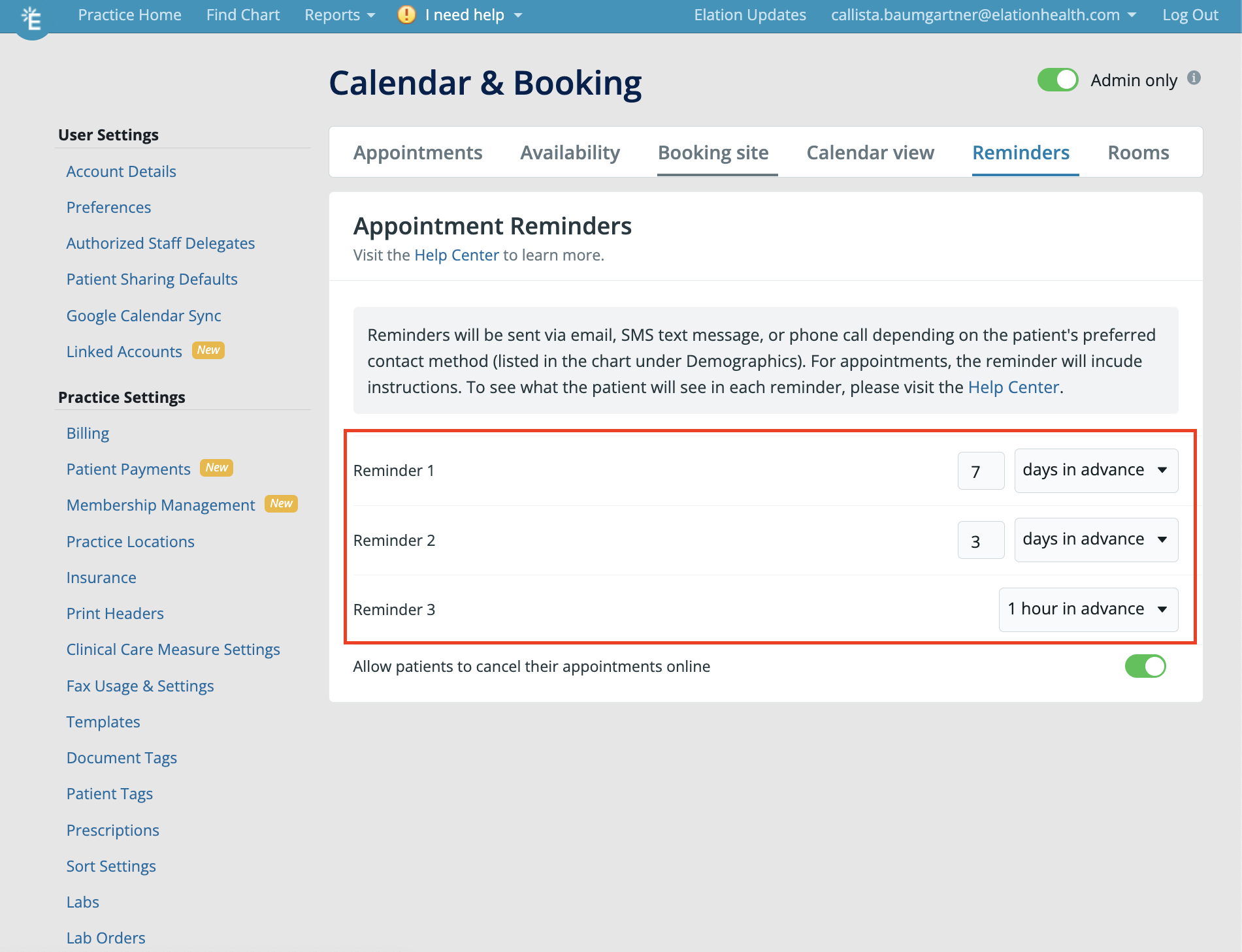 Calendar Guide- Using automated appointment reminders