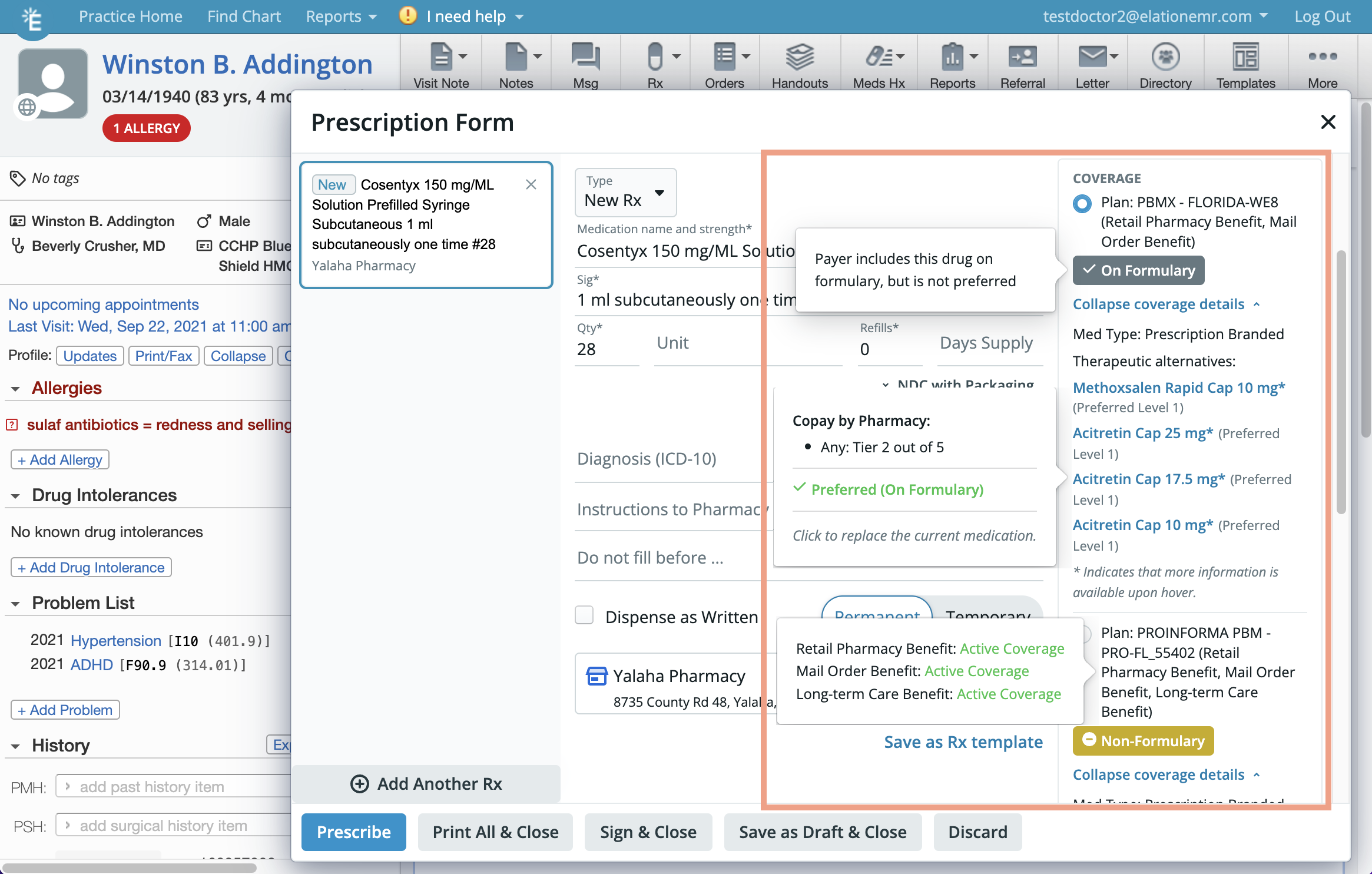 Prescription Form Guide - Viewing patient prescription benefits