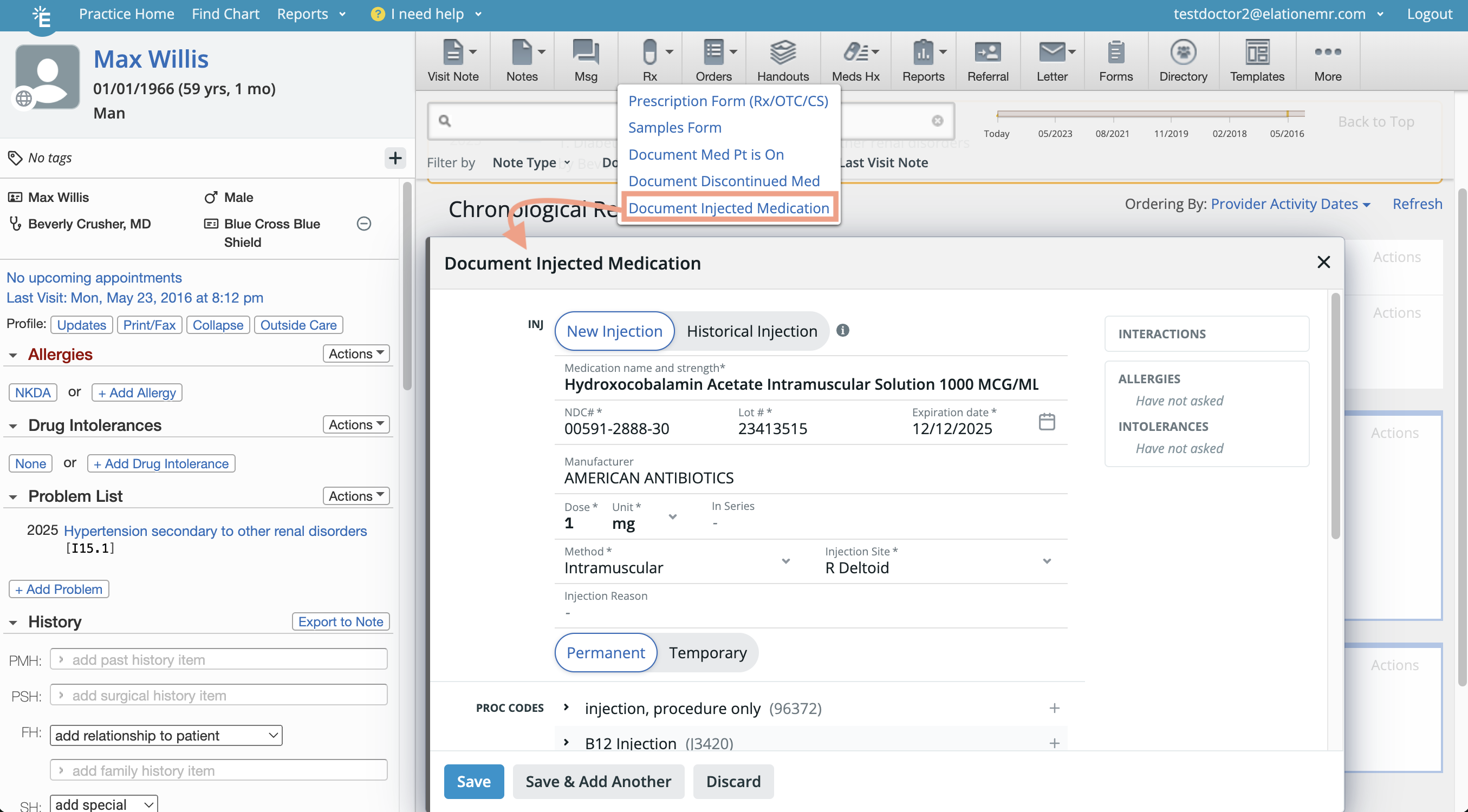 Medication List Management Guide - Documenting injected medications (Beta)