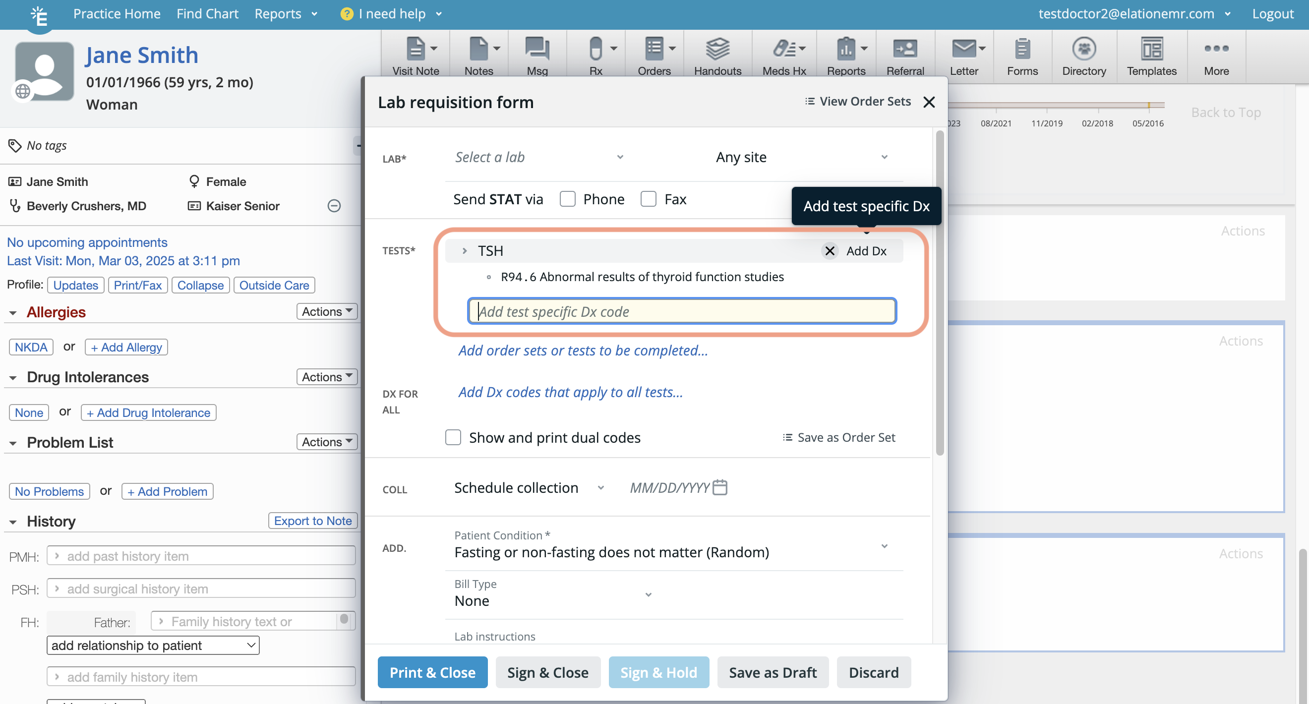 Lab Orders & Results - Using the electronic Lab Order Form