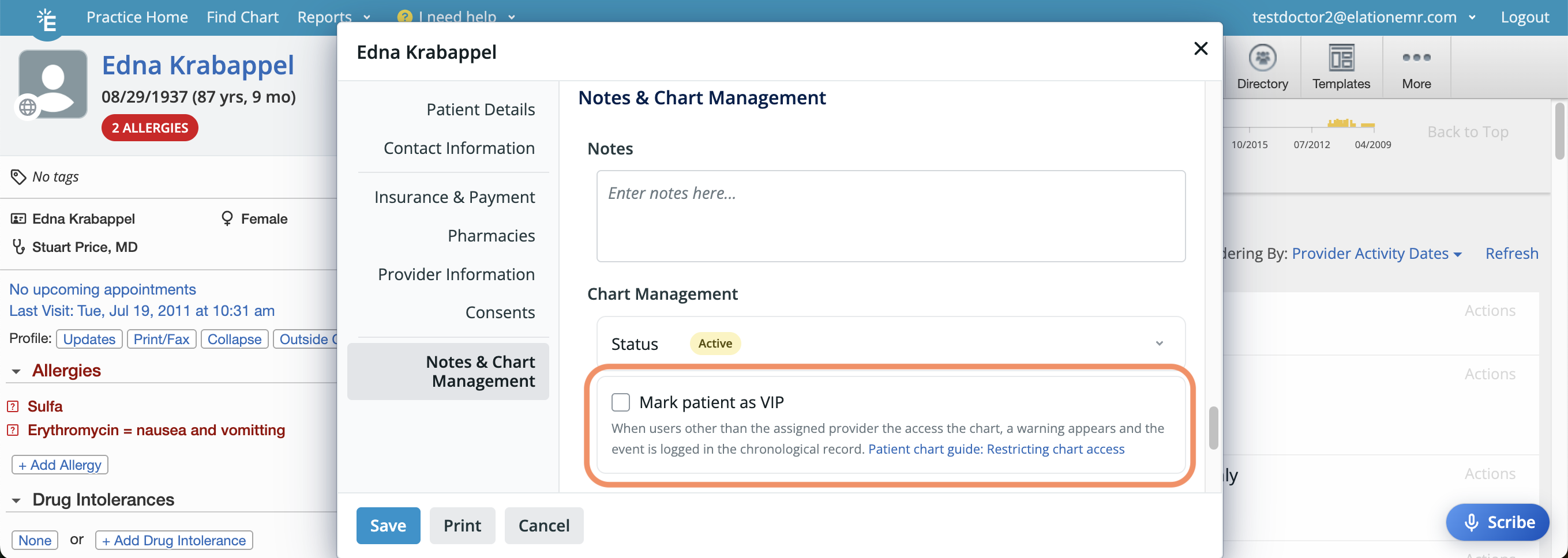 Patient Chart Guide - Marking charts as VIP for restricting access ...